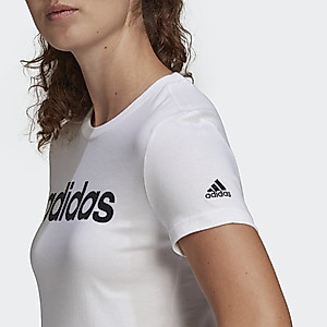 adidas womens Linear T-Shirt White/Black Medium