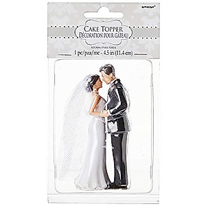 Amscan Elegant Bride & Groom Wedding Cake Plastic Topper with White Mesh Veil - 4.5", 1 Piece | Perfect for Engagement Parties, Bridal Showers & Anniversaries