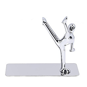 Metal Book Ends Stainless Steel Man bookends Nonskid Bookends Art Bookend Unique Men Design Simple Fashionable Decorative Bookends for Home Office Bar Restaurant Silver 1 Pair