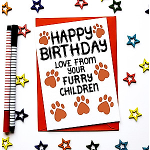 Birthday Card Love From Furry Children, Pets, Dogs, Cats, Animals, Fur Babies For Mom, Dad