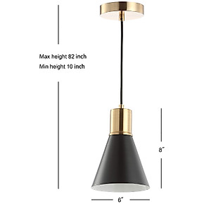 JONATHAN Y JYL6131A Apollo 6" Metal LED Pendant Contemporary Dimmable Adjustable Dining Room Living Room Kitchen Foyer Bedroom Hallway, Black/Brass Gold