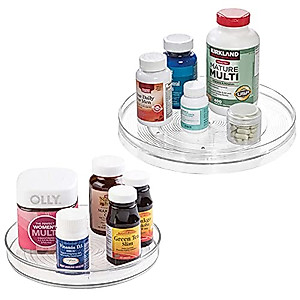 iDesign Linus Lazy Susan Turntable Organizer for Kitchen, Cupboard and Pantry Organization, Set of 2 – 9” D and 11” D, Clear Plastic