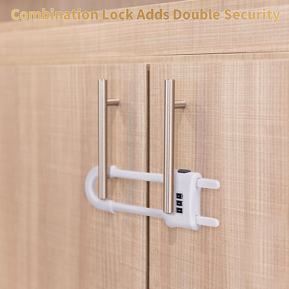 4 Pack U-Shaped Sliding Cabinet Locks Multifunctional Child Safety Lock Adjustable Baby Proof Clips for Home Cabinets Refrigerator Doors Cabinet Knobs and Window Handles
