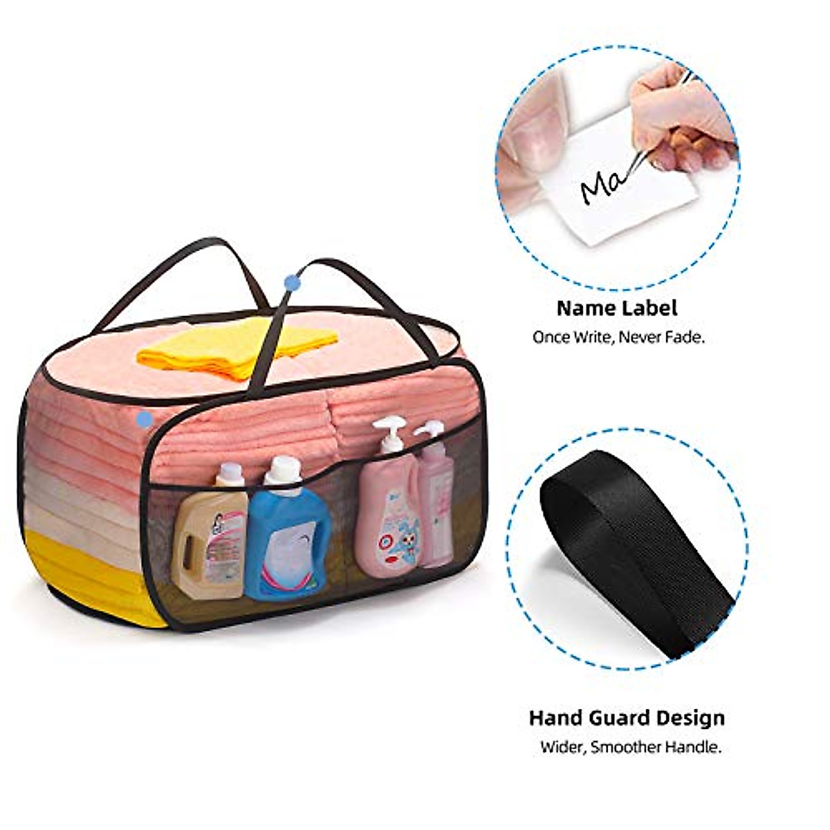 TENRAI Strong Mesh Horizontal Pop Up Laundry Hamper, Easy to Carry Up and Down Stairs. Extra Large Opening Laundry Basket, Easy to Put Clothes in. Use Waterproof and Dustproof Cloth at The Bottom.