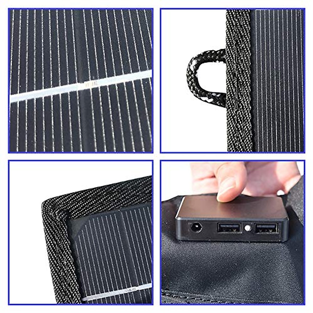 AIZYR 50W Portable Foldable Solar Panel Charger, Waterproof Controller Solar Suitcase with Crocodile Clip and Dual USB Outputs for Portable Generator Power