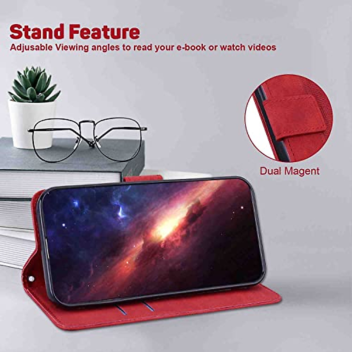 Fansipro Phone Cover Wallet Folio Case for Sony Xperia 1 III, Premium PU Leather Slim Fit Cover for Xperia 1 III, 2 Card Slots, Comfortable to Carry, Red