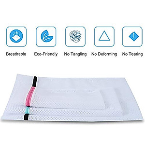 BAGAIL Set of 3 Honeycomb Mesh Laundry Bags for Blouse,Hosiery,Stocking,Underwear, Lingerie with Zipper Lock,Premium Laundry Bags for Travel Storage Organization(3 Set)