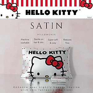 Hello Kitty Beauty Standard Beauty Silky Satin Standard Pillowcase Cover 20x30 for Hair and Skin, (Officially Licensed Product)