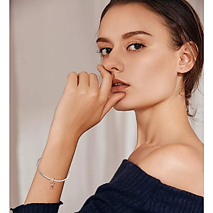 Reindeer Dangle Charm fit for Pandora Charms Bracelets 925 Sterling Silver with Cubic Zirconia Rose Gold Plated Christmas Gift Jewelry for Women and