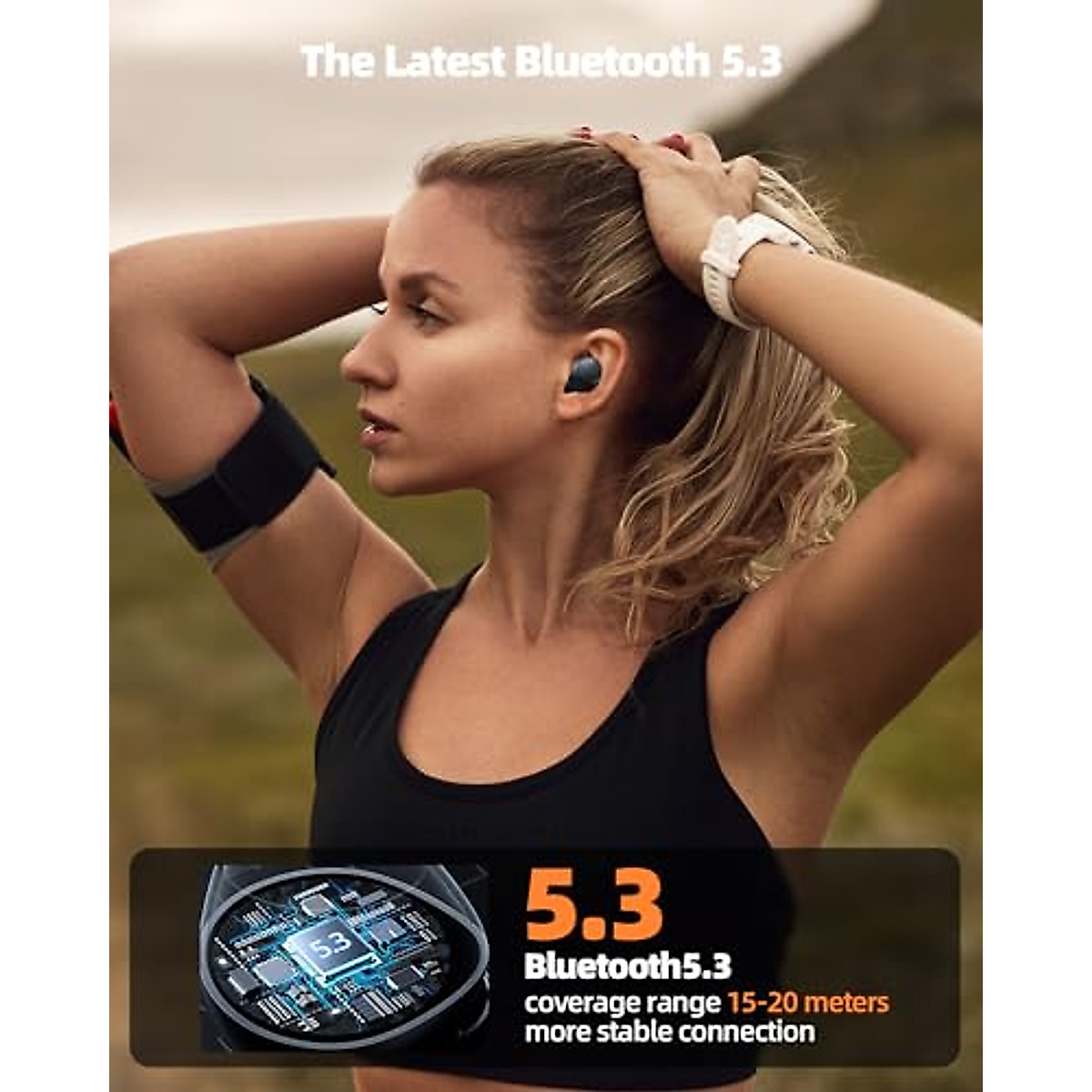 Skysay Wireless Earbuds ENC Noise Cancellation Bluetooth 5.3 Headphones Stereo Ear Buds with Digital Power Display, 100 Hrs Standby Time (Indigo)