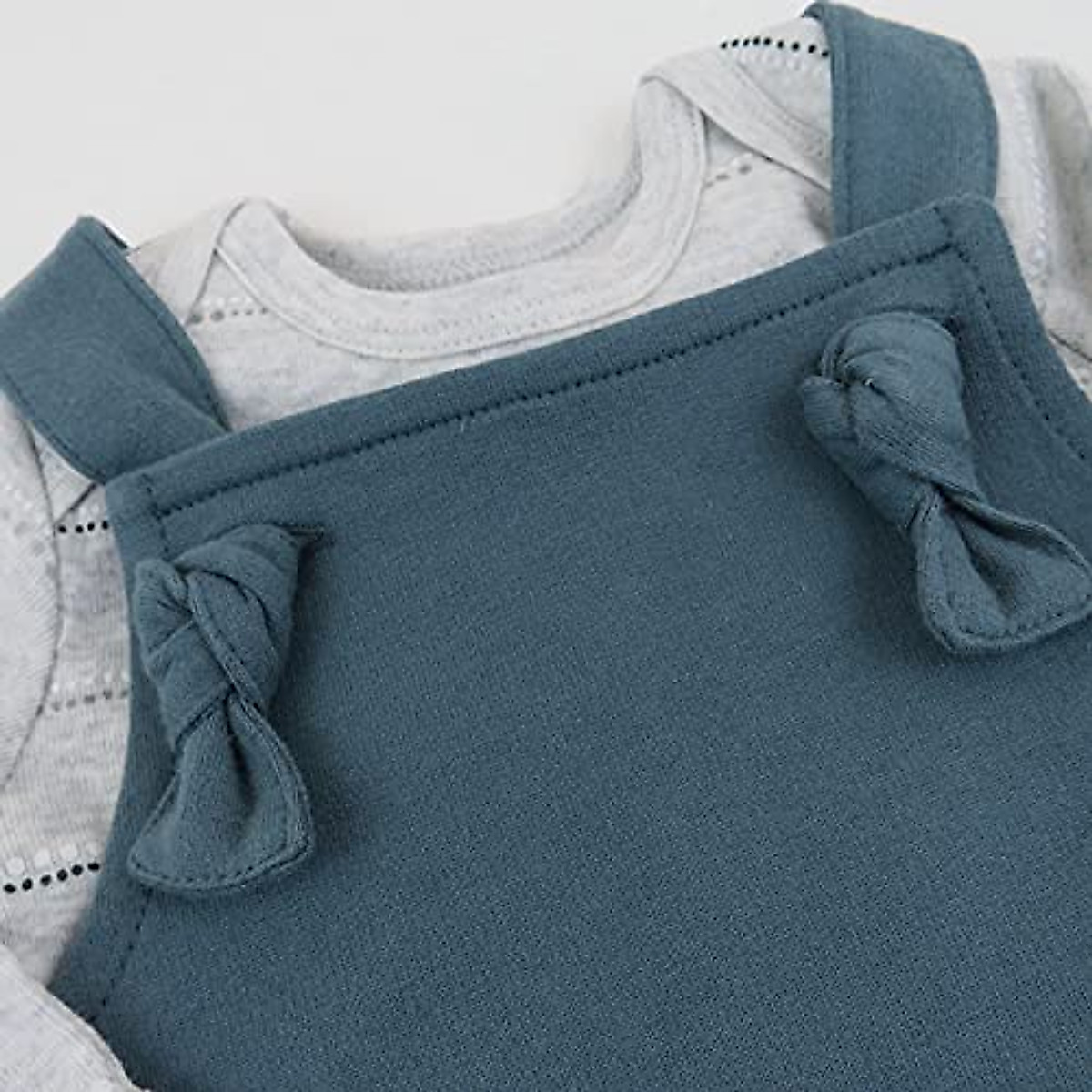 HonestBaby Baby Boys' 2-Piece Organic Cotton Overall & Top Set (Legacy), Gray Slate, Newborn