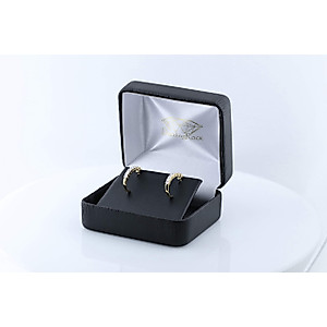 Dazzlingrock Collection 0.15 Cttw Round White Diamond J Shaped Classic Hoop Earrings for Her in 14K Solid Yellow Gold, Screw Back