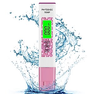 PH Meter 4 in 1 Water Quality Tester TDS Meter PH/TDS/EC/Temp Tester with Temperature Compensation Function, PPM Water Tester for Household Drinking, Pools, Fish Tanks (Pink)