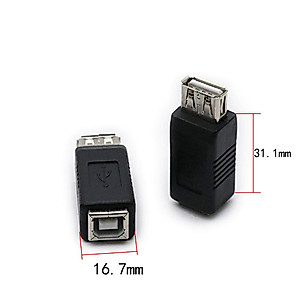rgzhihuifz 2 Pack USB 2.0 AF/BF Plug Type A Female to Type B Female Adapter Connector Converter Compatible with Laptop Computer Hard Drive Printer Camera