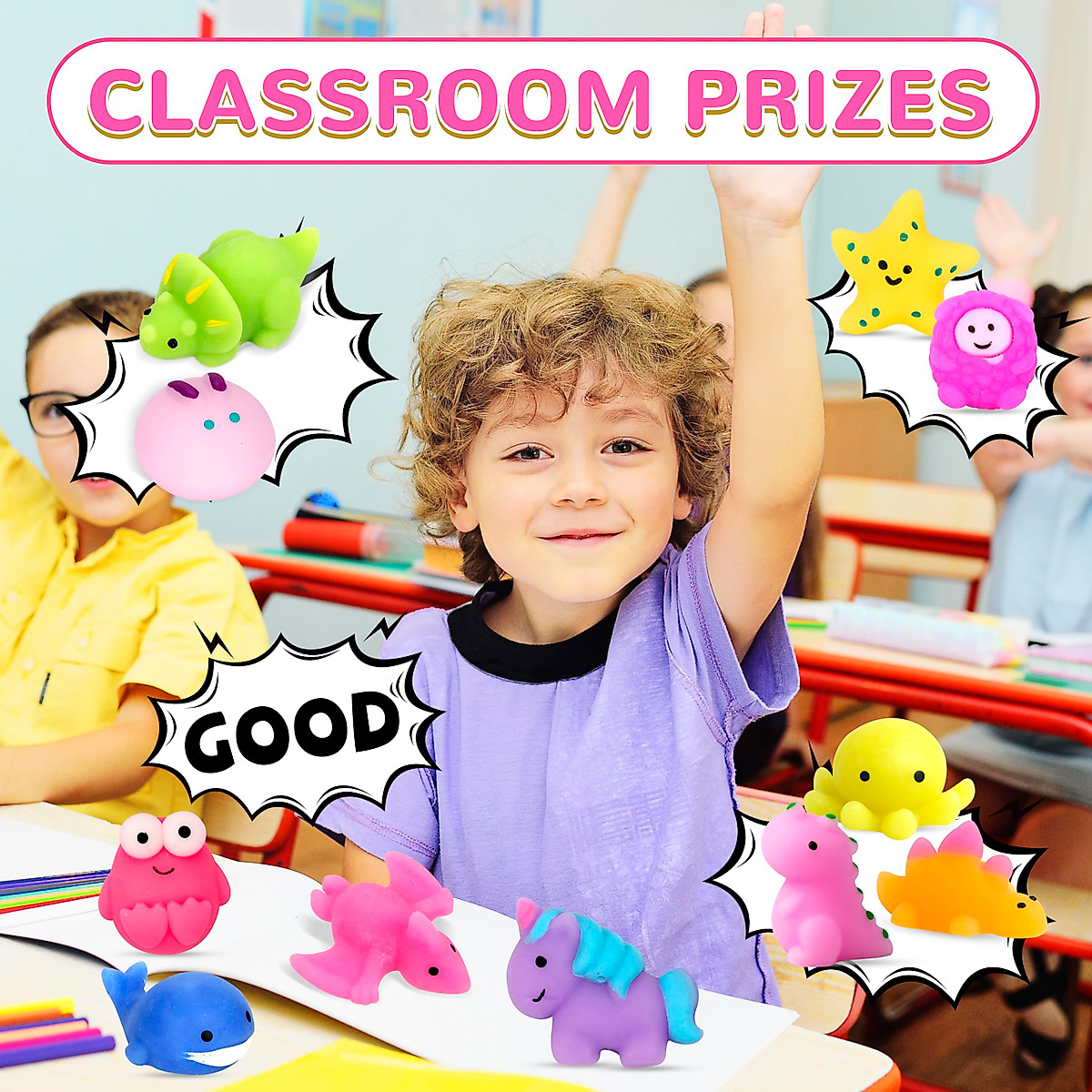 150 Pack Mochi Squishy Toys Kawaii Squishies Stress Relief Toys Pack for Kids Boys Girs Party Favors Bulk Easter Egg Fillers Easter Hunt Basket Pinata Stuffers