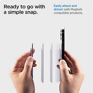 Spigen Magnetic Wallet Card Holder Designed for MagSafe Compatible with iPhone 15, iPhone 14, iPhone 13, iPhone 12 Models - PU Purple (3-Cards)