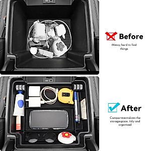 MARCHFA Center Console Organizer Tray Compatible for 2021 2022 2023 Chevy Suburban Tahoe Accessories Armrest Tray Organizer for 2021 2022 2023 GMC Yukon Insert Secondary Storage Box