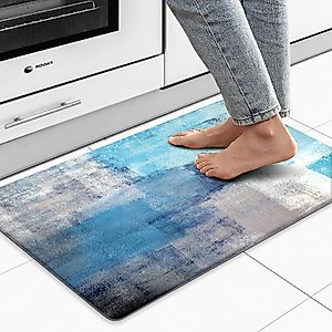 MAYHMYO Kitchen Floor Mat Teal Turquoise Anti Fatigue Kitchen Rugs Non Skid Waterproof Kitchen Runner Rug Kitchen Rugs and Mats Memory Foam Kitchen Mats for Floor Laundry Office