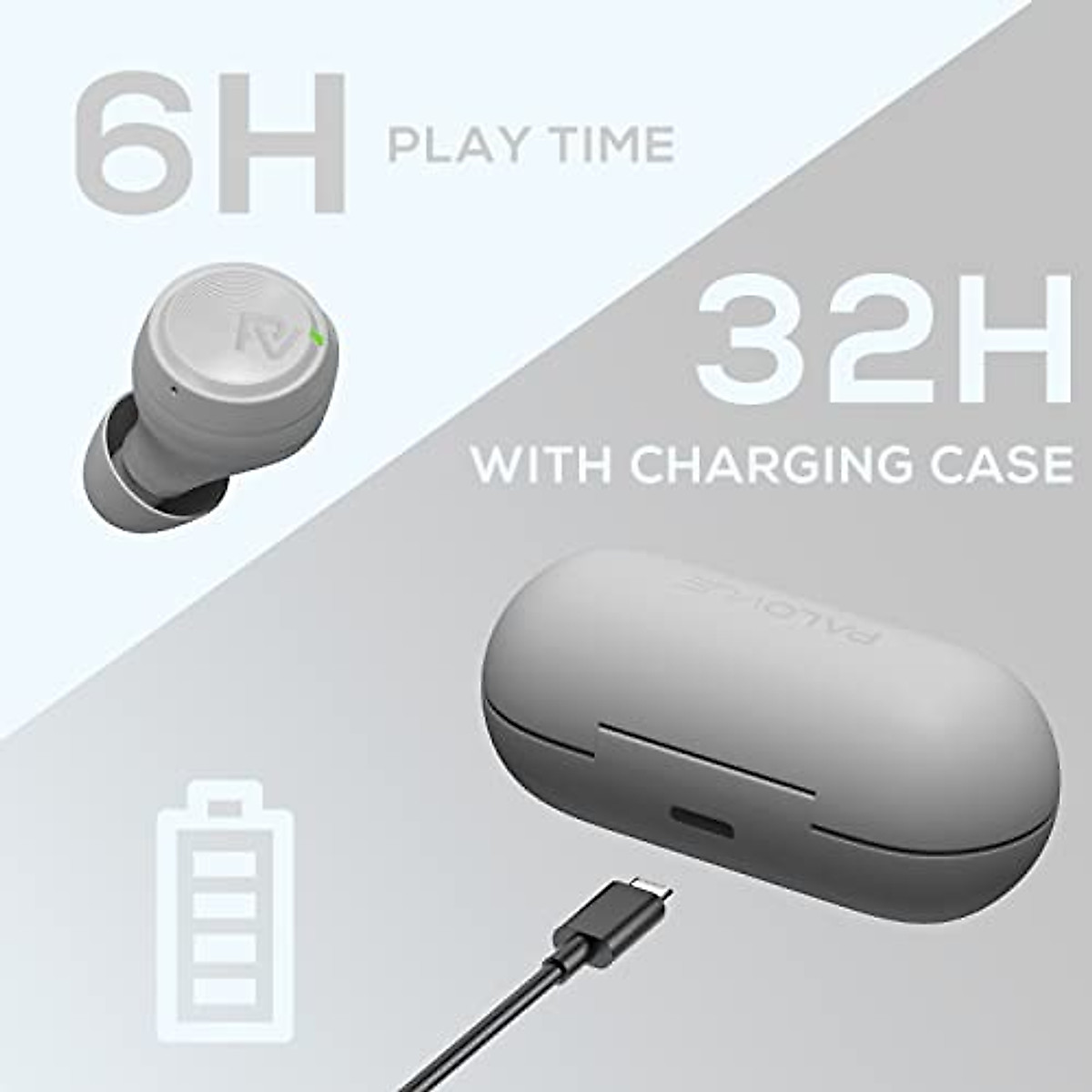 PALOVUE Wireless Earbuds, in-Ear Earphones with Bluetooth 5.3, Built-in Mic, 35H Playtime Deep Bass Stereo, with Lightweight Compact Charging Case for Sport/Work Compatible iPhone Android