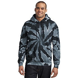 Port & Company Men's Essential Tie Dye Pullover Hooded Sweatshirt 4XL Black