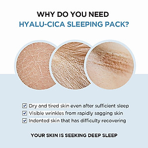 SKIN1004 Hyalu-CICA Sleeping Pack 3.38 fl.oz, 100ml Melatonin Hyaluronic Acid Centella Asiatica Extract Moist and Revitalization Multi Care Solutions