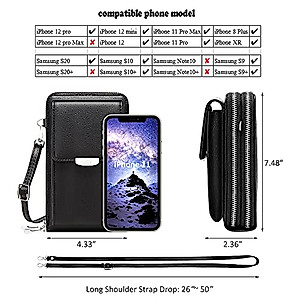 KUKOO Small Crossbody Phone Bags for Women Touch Screen Purse Wallet Mini Shoulder Handbag with Credit Card Slots