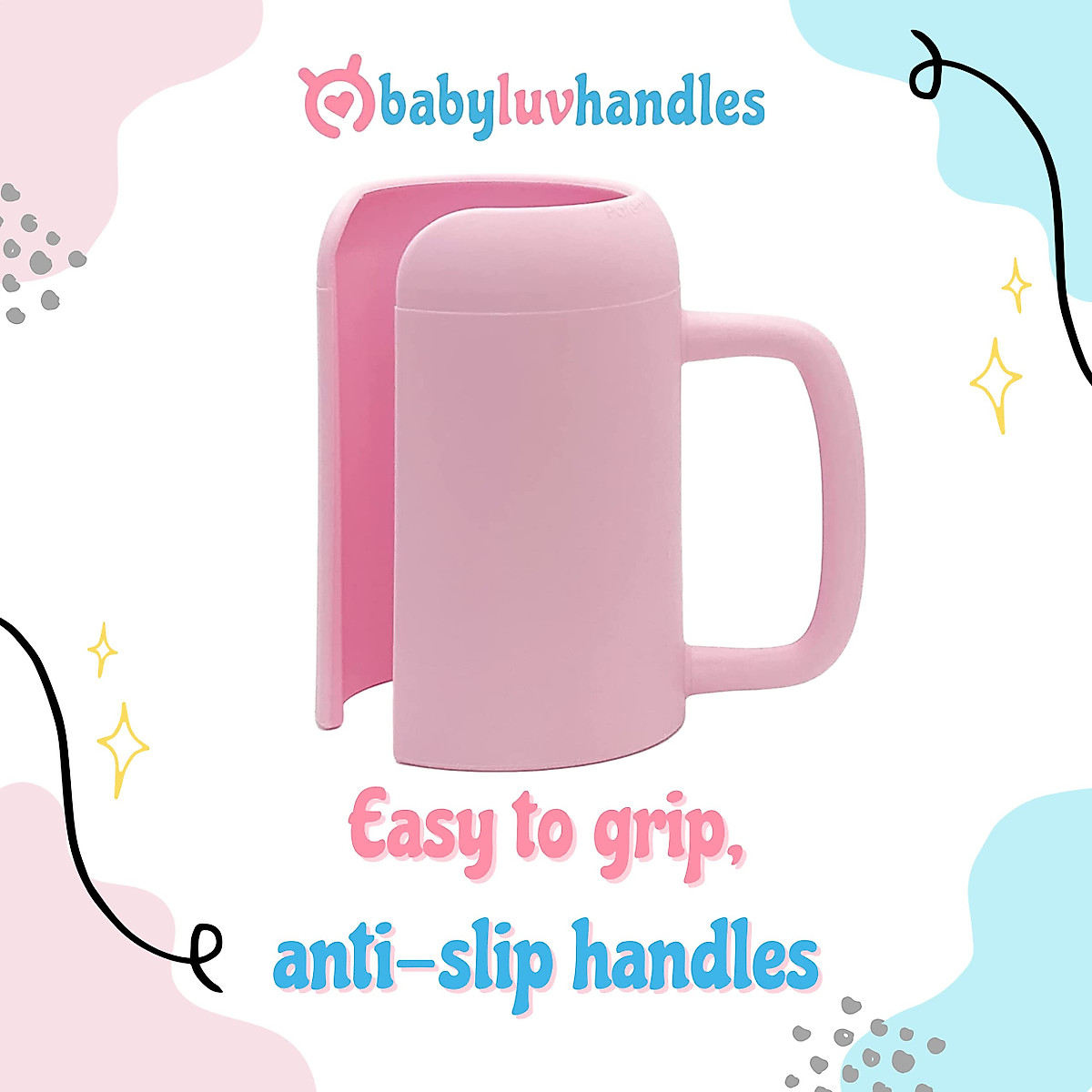 Baby Luvhandles Baby Bottle Holder - Baby Shower Gifts and Accessories for Baby Self Feeding - Improves Motor Skills (Pink)