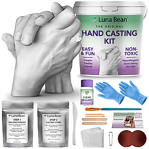 Luna Bean Hand Casting Kit Couples - Plaster Hand Mold Casting Kit, Unique Valentines Gift Ideas for Boyfriend Girlfriend, Gift for Her, Gifts for Him, Anniversary Husband Wife Date Night Activities