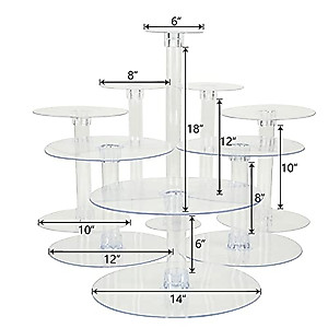 Efavormart Lovely 8 Tier Acrylic Crystal Glass Clear Cake Dessert Decorating Stand for Birthday Party Wedding