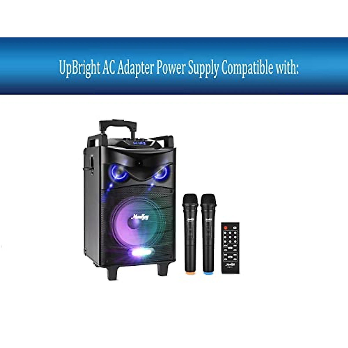 UpBright 15V AC/DC Adapter Compatible with Moukey MTs12-1 MTs210-1 12V 4.5Ah Lead-Acid Battery Karaoke Machine PA System Portable Bluetooth Speaker MTs121 MTs2101 15VDC 2A Power Supply Cord PS Charger