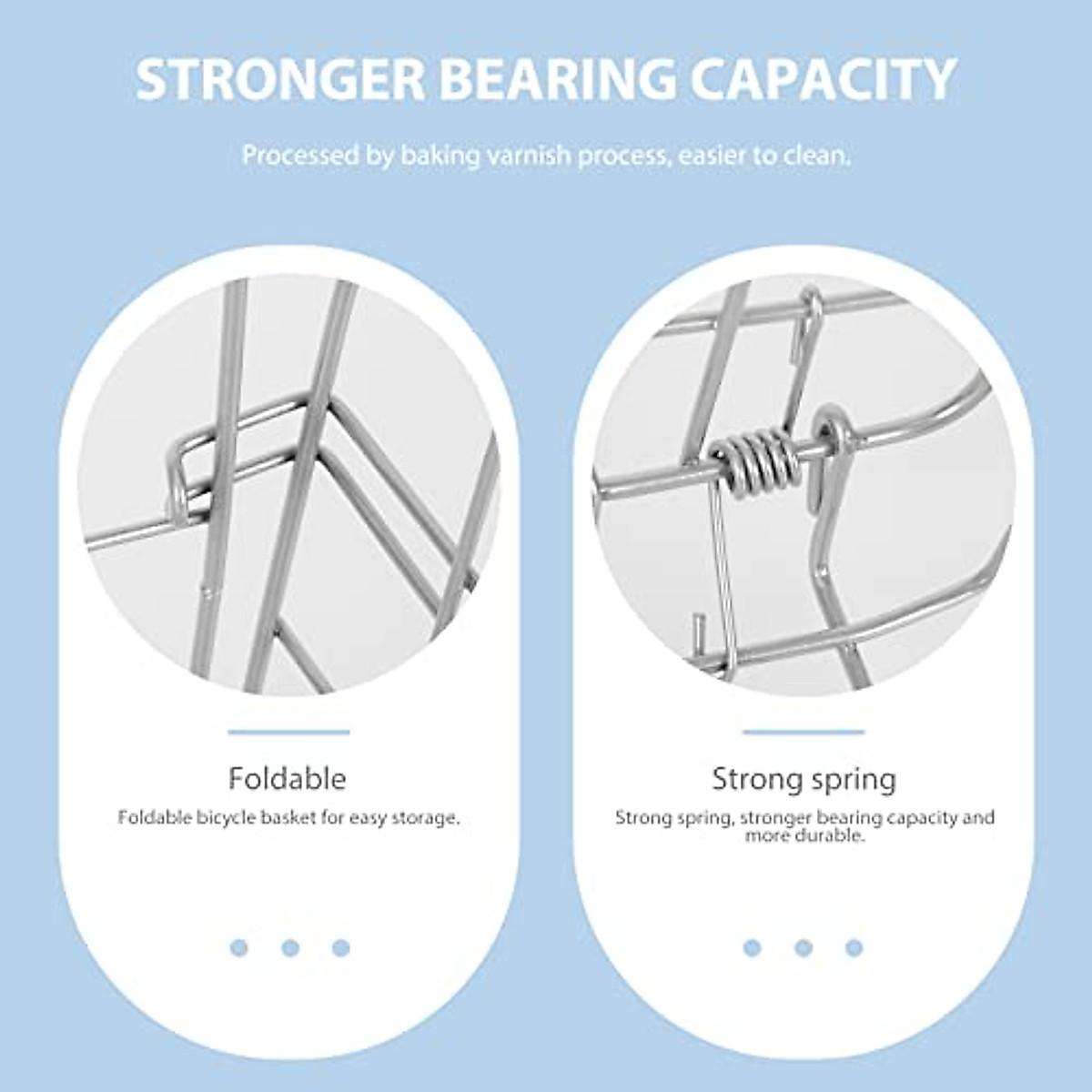 CIYODO 1pc Silver Rack Wire Holder with Baskets Metal Rear Hanging Folding Storage Bicycles Handlebar Bike Basket Cruisers for Accessories Lid Iron Back in Accessory Outdoor Collapsible