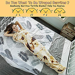 SeaRoomy Burritos Tortilla Throw Blanket, Tortilla Wrap Blanket, Novelty Funny Tortilla Round Blanket Giant Tortilla Round Soft Blanket for Kids (Brown, 47 inches)