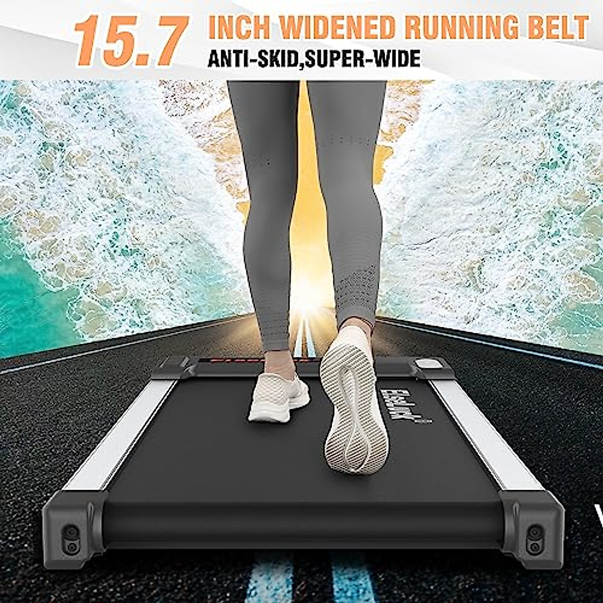 Elseluck Walking Pad, Under Desk Treadmill for Home Office, 2 in 1 Portable Walking Treadmill with Remote Control, Walking Jogging Machine in LED Display