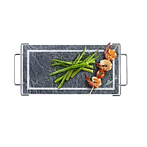 Ibili Raclette Stone Table Grill - Non-Stick Flat Top Marble Surface, Made in Spain, Removable Cooking Stone, Fast Heating & Adjustable Temperature, Indoor/Outdoor Use - Includes 2 Burner Set