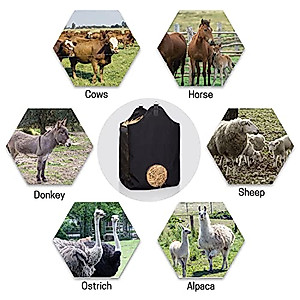 ZELARMAN Horse Hay Bag with Large Capacity，Slow Feeder Hay Nets， Leather Trim Feeding Bag for Horses, Sheep
