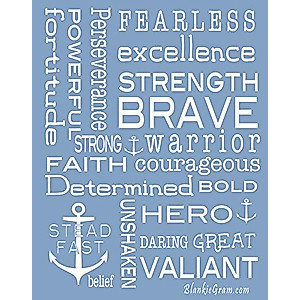 BlankieGram “Bravery” Throw Blanket – Gift Ideas and Gifts for Women and Men Make Great Comfort Gifts, Blue