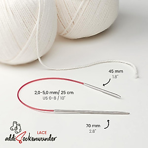 Addi AD7107025-02.00 Circular Knitting Needle, 25cm x 2.0mm, Silver