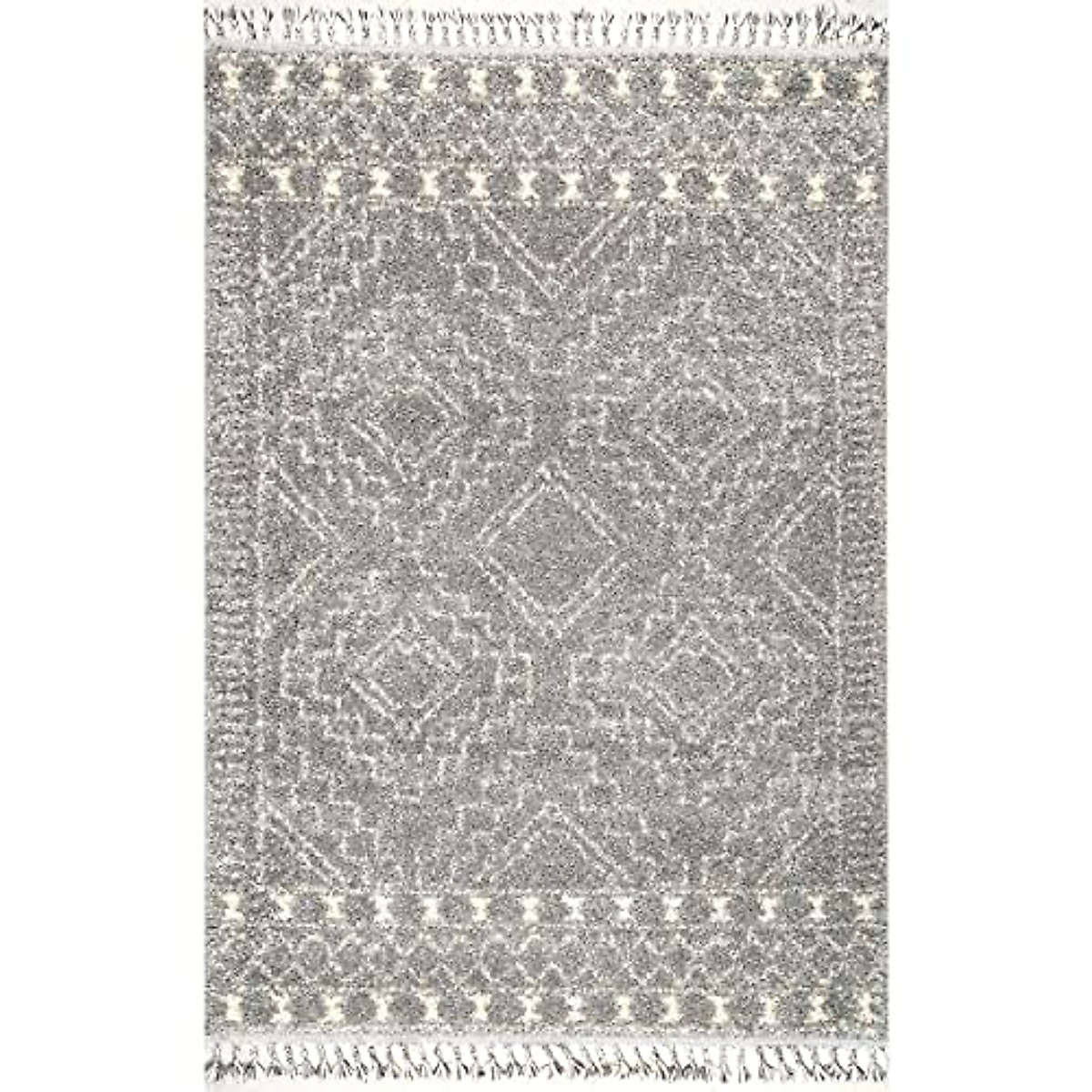 nuLOOM Vasiliki Moroccan Tribal Shag Area Rug, 3' x 5', Silver