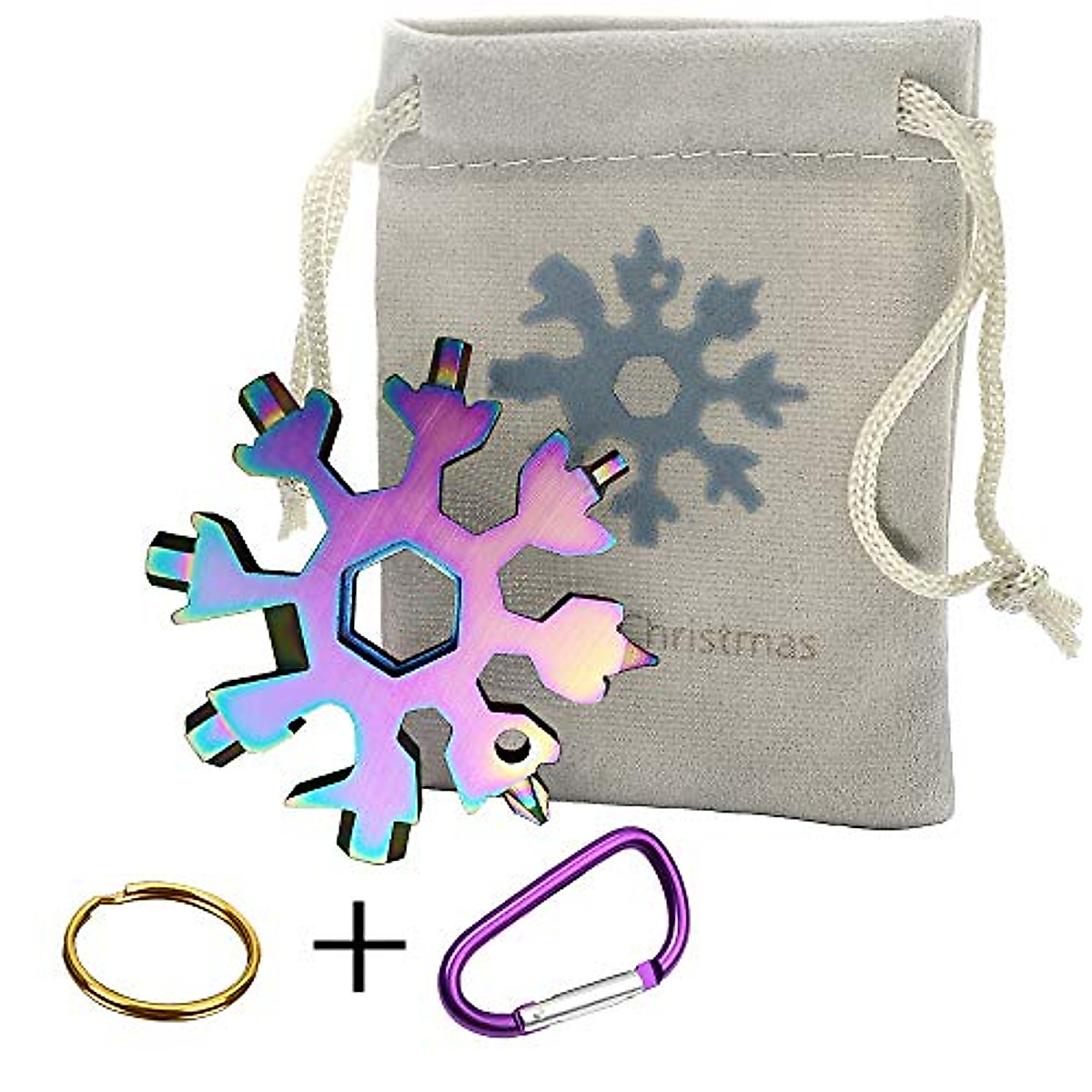 18-in-1 Snowflake Multi-Tool Screwdriver, Stainless Steel 18-1 Multitool Snow Tool (Multicolor)