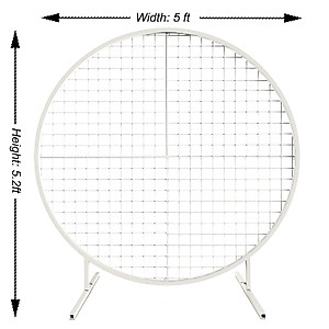 LANGXUN 5ft White Metal Round Balloon Arch kit, White Circle Mesh Arch Stand for Wedding Decorations, Birthday Party Decorations, Baby Shower Decorations, Graduation Party, Photo Backdrop Decoration