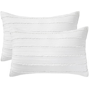 BOSOWOS Queen Size Pillow Shams Set of 2, Ultra Soft Breathable 20 x 30 Inches Pillow Case Envelope Closure, Microfiber Farmhouse Bed Pillowcases for Easy Care, White