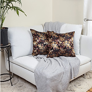 Black Gold Small Floral Brocade Fabric, Jacquard Fabric, Fabric by Yard, 29" Wide