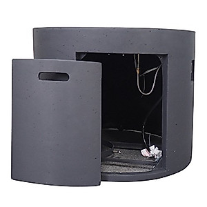 Leo Outdoor 31" Round Light Weight Concrete Gas Burning Fire Pit, Dark Gray