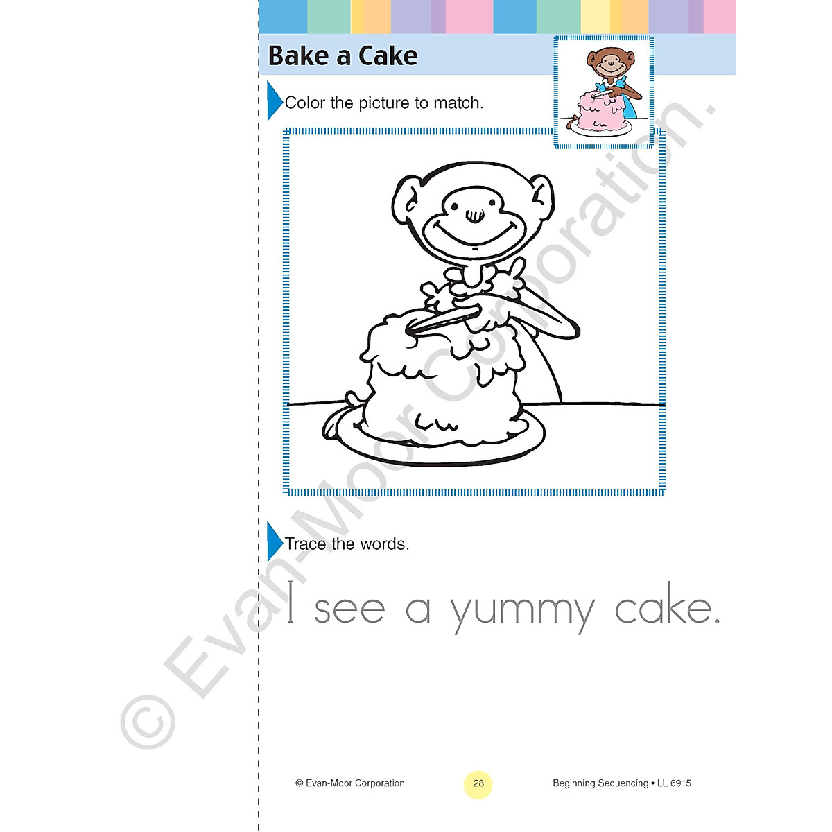 Learning Line: Beginning Sequencing, Prek - Kindergarten Workbook