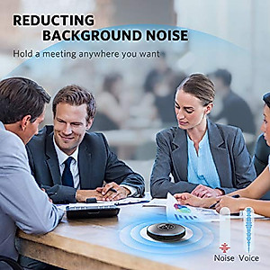 EMEET Bluetooth Speakerphone M2 Gray Conference Speaker, Idea for Home Office 360º Voice Pickup 4 AI Echo & Noise Canceling Microphones, Skype USB Speakerphone AUX in/Out for up to 8 People