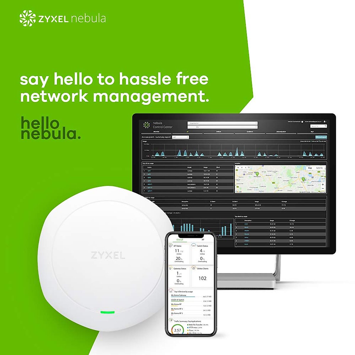 Zyxel WiFi 11ac 3x3 Access Point, Easy Setup and Management, Free NebulaFlex Cloud Management, Dual Band, 802.11ac, No PoE Injector (NWA1123-AC Pro) (3x3 Dual Optimized (No PoE Injector))