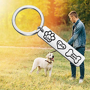 bobauna Live Bones Love Heart Bark Animal Dog Paws Keychain Dog Lover Rescue Jewelry Dog Owner Gift (live love bark keychain)