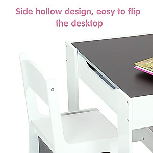 kinbor Kids Table and Chair Set - 3 in 1 Activity Table for Toddlers 2-7, Toddler Table and Chair Set with Removable Tabletop, Storage Space for Toddlers Arts, Crafts, Drawing, Reading, Playroom