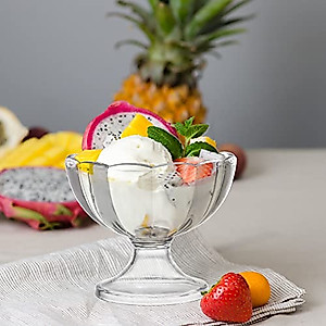 Mezchi Set of 12 Ice Cream Bowl Set, 8 Ounce Plastic Dessert Bowls, Clear Footed Dessert Cups, Ice Cream Cups Bowls for Sundae Milkshakes Parfait Fruit Pudding