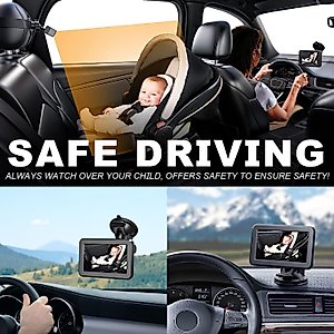 Itomoro Back Seat Baby Car Camera with HD Night Vision Function Car Mirror Display, Reusable Sucker Bracket, Wide View, 12V Cigarette Lighter, Easily Observe the Baby’s Move